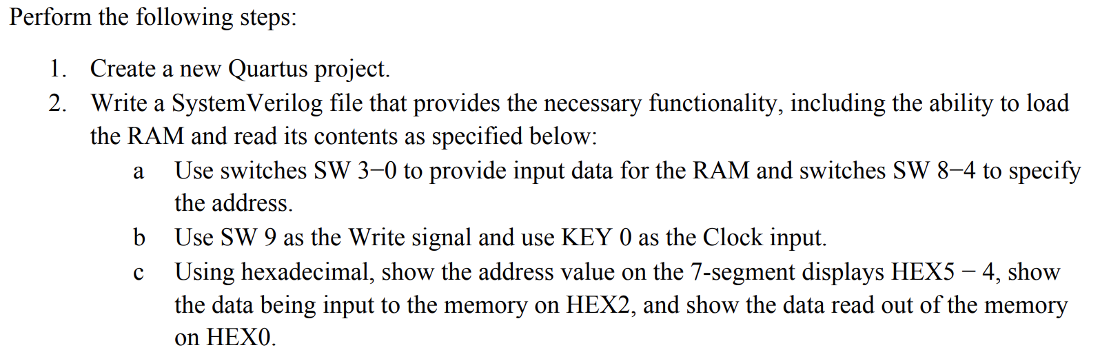 erform the following steps: 1. Create a new Quartus | Chegg.com