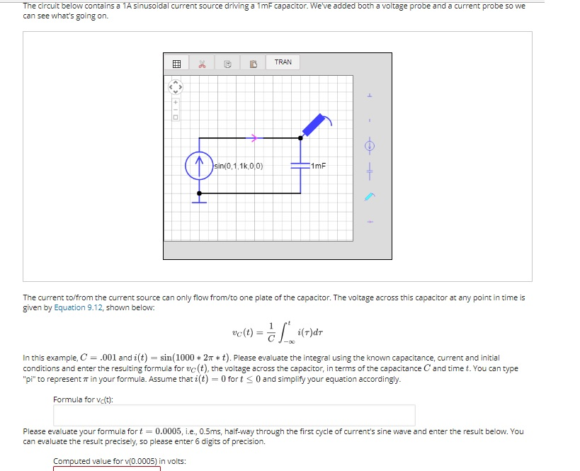 Solved The circuit below contains a 1A sinusoidal current | Chegg.com