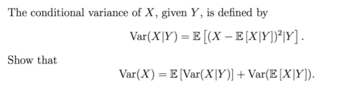 Solved The conditional variance of X, given Y, is defined by | Chegg.com