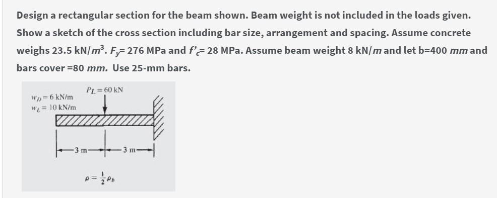 Solved Design a rectangular section for the beam shown. Beam | Chegg.com