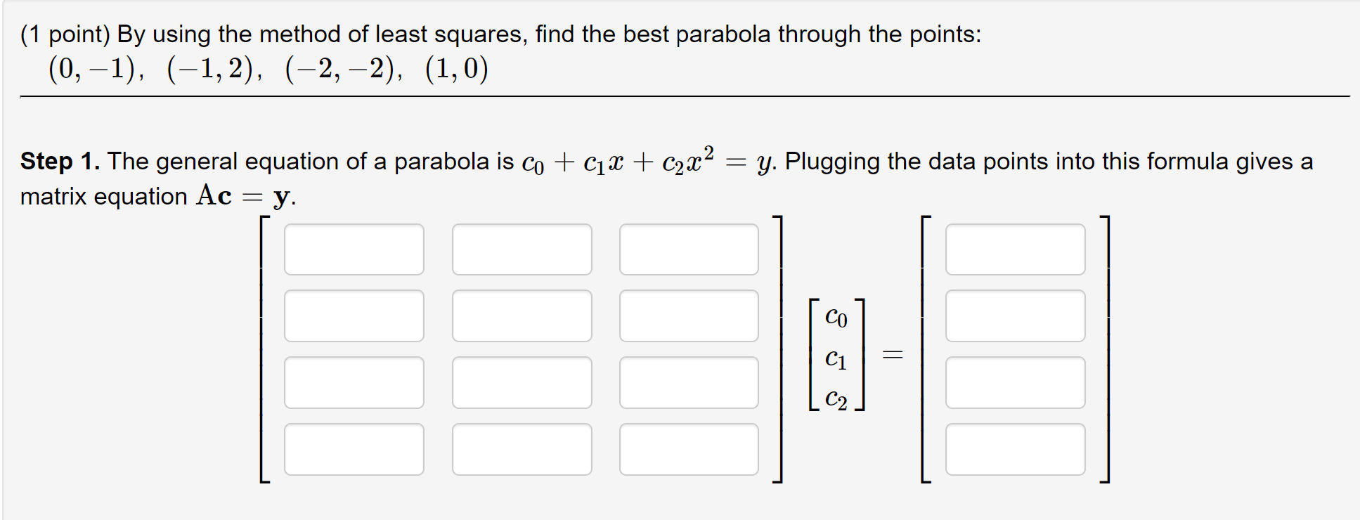 Solved (1 point) By using the method of least squares, find | Chegg.com