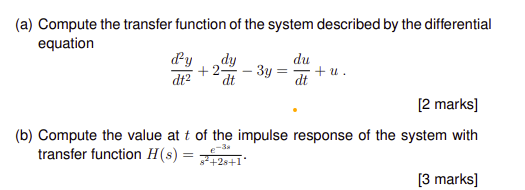 Solved (a) Compute the transfer function of the system | Chegg.com