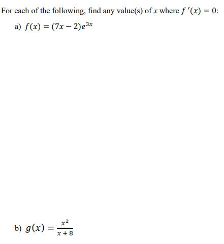 Solved For each of the following, find any value(s) of x | Chegg.com