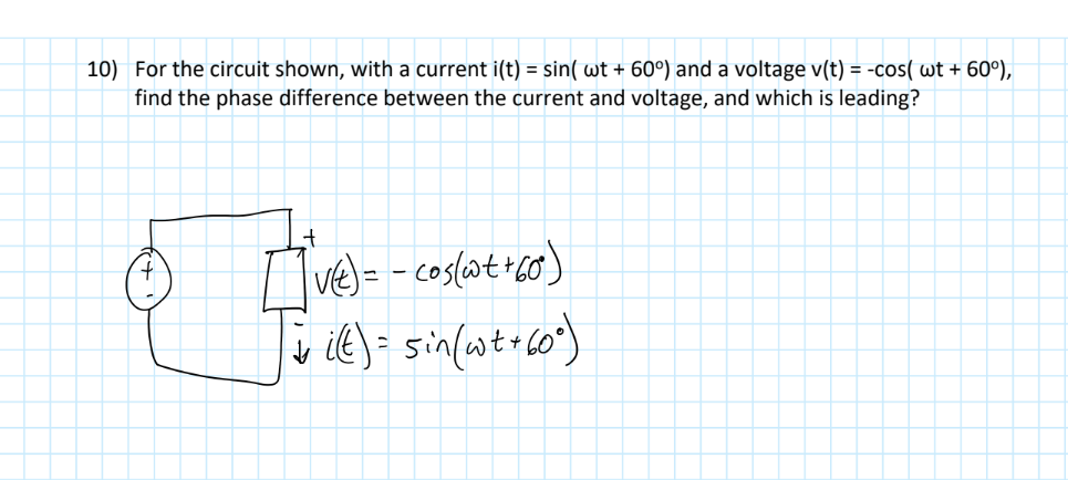 Solved 7) If the voltage across a 10mH inductor is given by: | Chegg.com