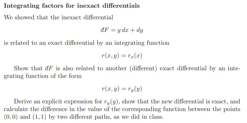 Integrating factors for inexact differentials We | Chegg.com