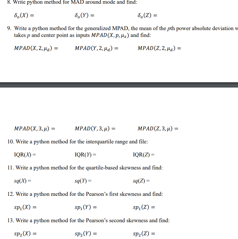 Solved δo(X)=δo(Y)=δo(Z)= 9. Write a python method for the | Chegg.com
