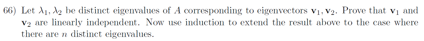 Solved 66) Let 11, 12 be distinct eigenvalues of A | Chegg.com