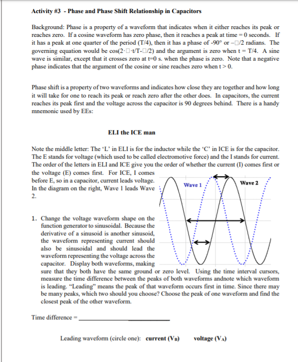 Activity #3 - Phase and Phase Shift Relationship in | Chegg.com