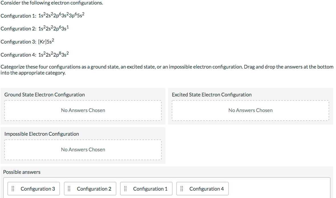 Solved Consider the following electron configurations. | Chegg.com