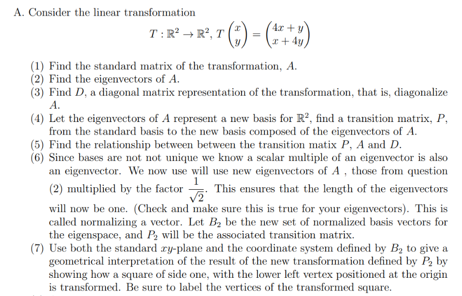 Solved A. Consider the linear transformation | Chegg.com