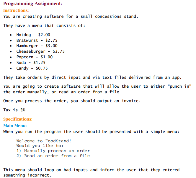 Solved Programming Assignment: Instructions: You are | Chegg.com