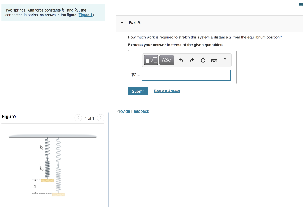 Solved Two springs, with force constants ki and k2, are | Chegg.com