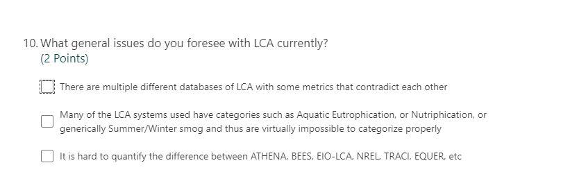 Solved 10. What general issues do you foresee with LCA | Chegg.com