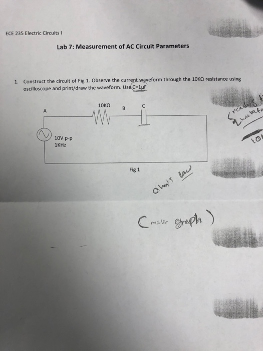 Solved ECE 235 Electric Circuits Lab 7: Measurement of AC | Chegg.com