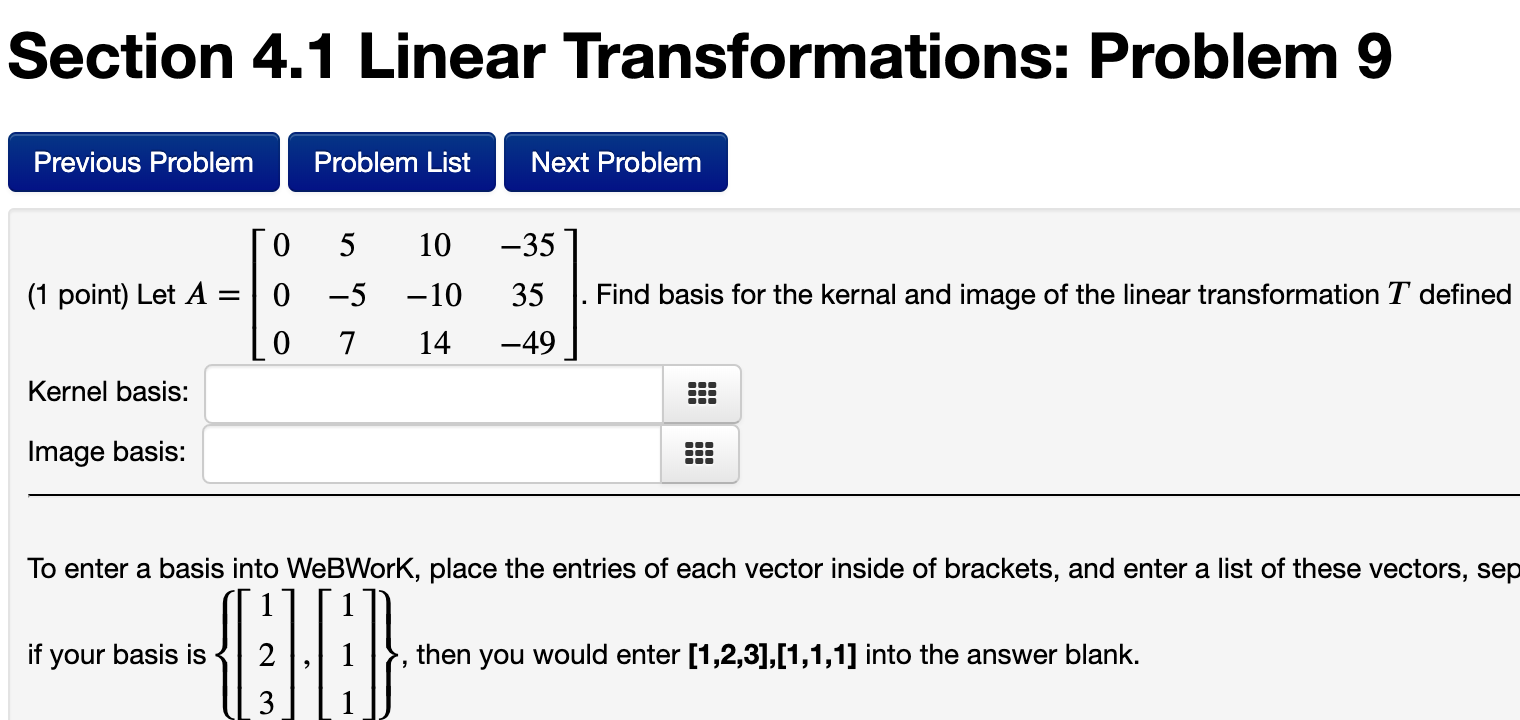 Solved Section 41 Linear Transformations Problem 9