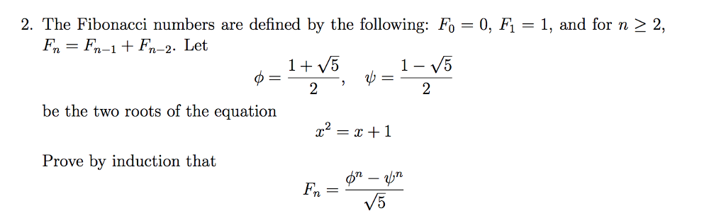 Solved The Fibonacci numbers are defined by the following: | Chegg.com