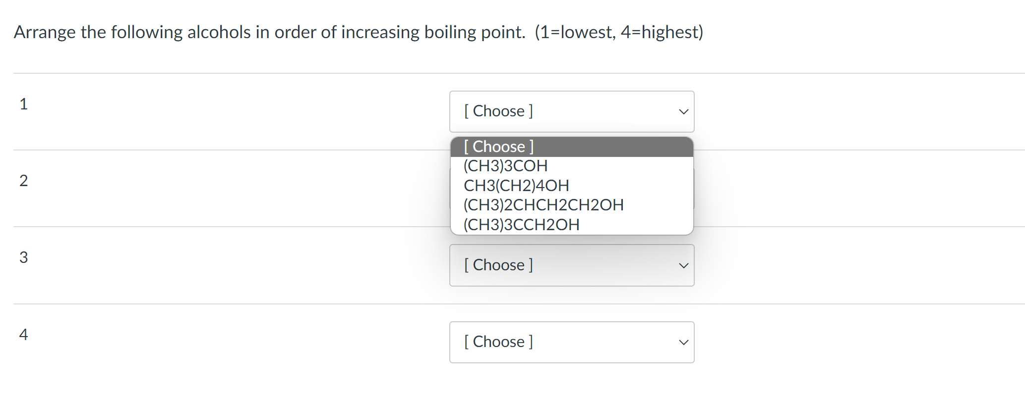 Solved Arrange the following alcohols in order of increasing | Chegg.com