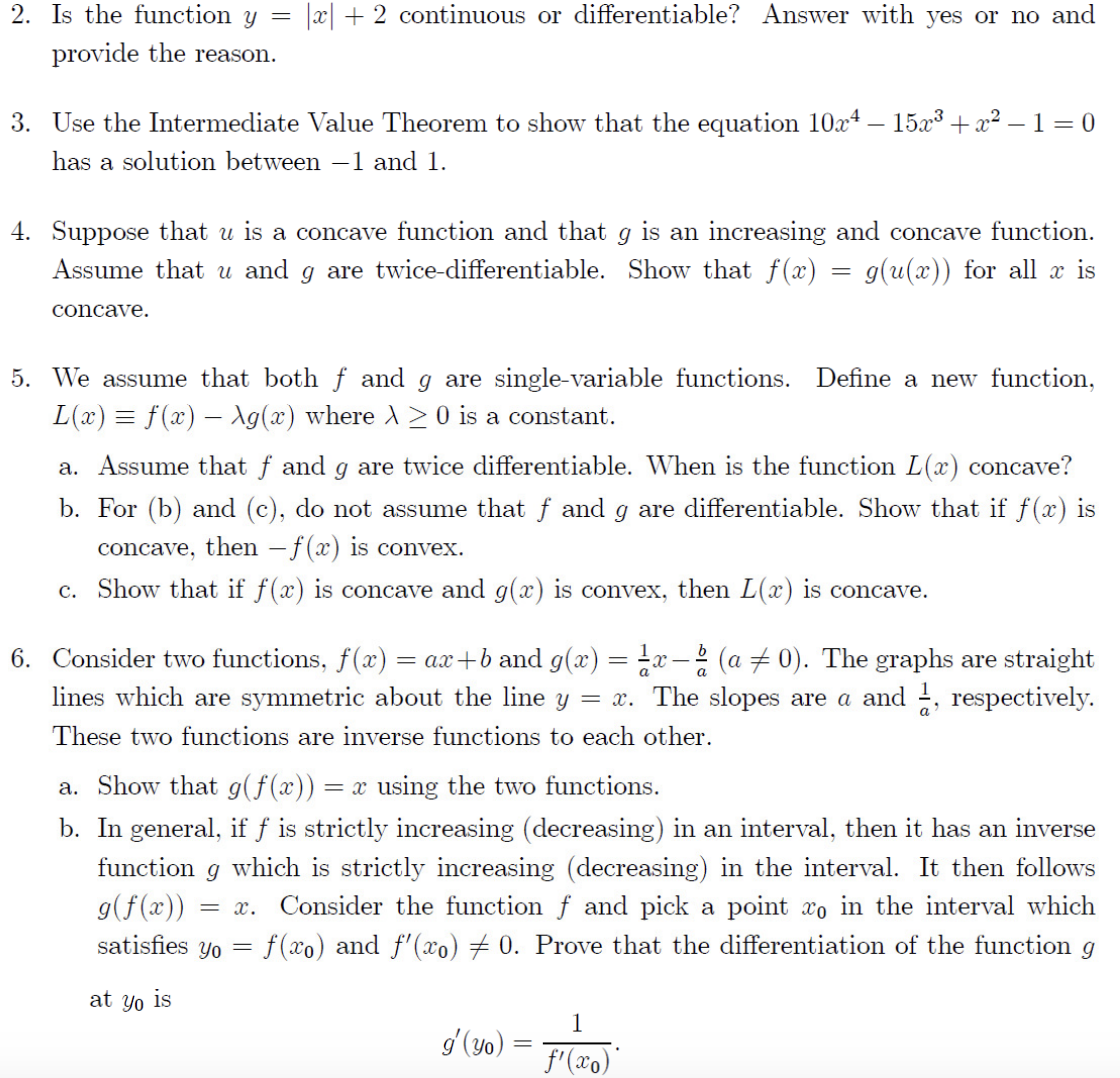 Solved 2.) ﻿Is the function y=|x|+2 ﻿continuous or | Chegg.com