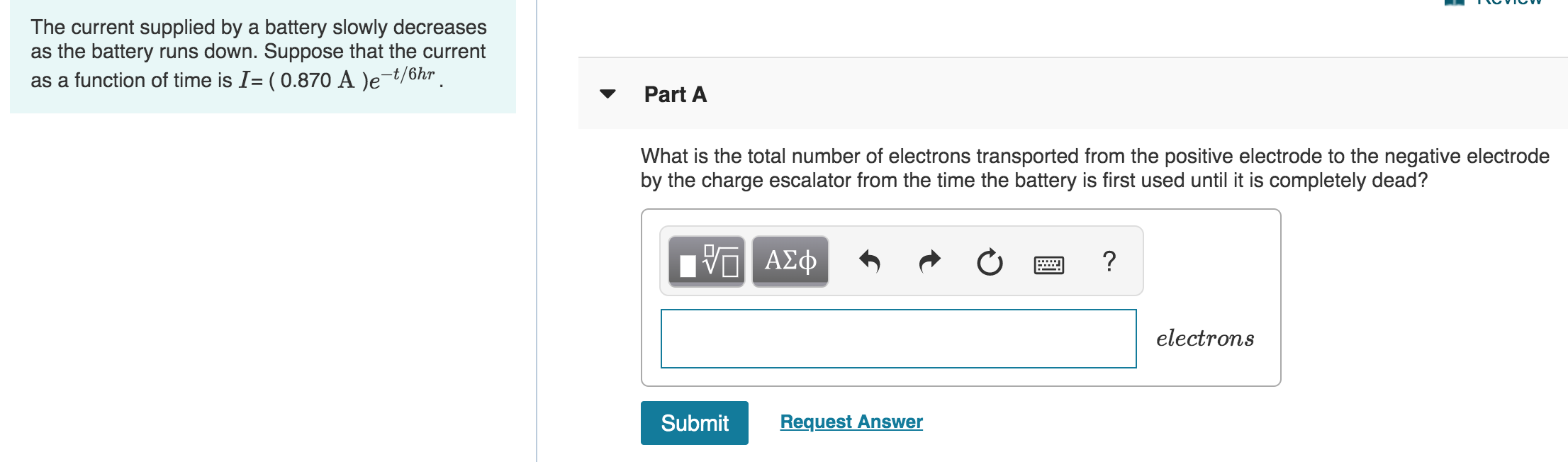 Solved The current supplied by a battery slowly decreases as | Chegg.com
