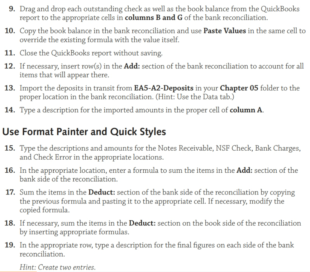Solved EA5-A2 Create a Bank Reconciliation for Tasters Club | Chegg.com