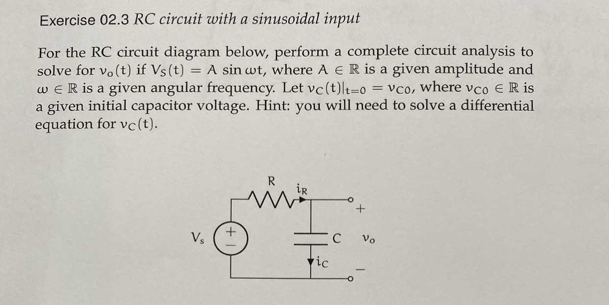 Solved Exercise 023 Rc Circuit With A Sinusoidal Input For
