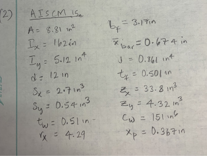 Solved Consider C12x30. Determine the following parameters | Chegg.com