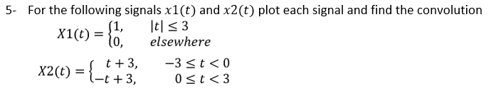 Solved 5- For the following signals x1(t) and x2(t) plot | Chegg.com
