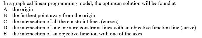 Solved In a graphical linear programming model, the optimum | Chegg.com