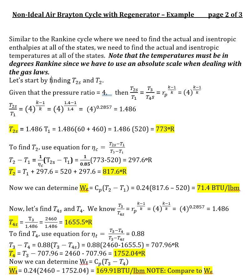 Solved 1. Redo Non-Ideal Air Brayton Cycle with Regenerator | Chegg.com