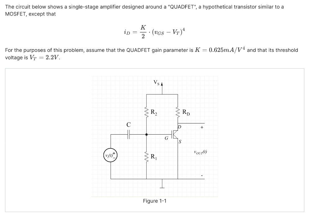 Solved The circuit below shows a single-stage amplifier | Chegg.com