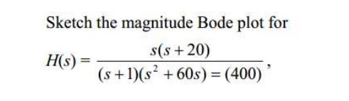 Solved Sketch the magnitude Bode plot for | Chegg.com