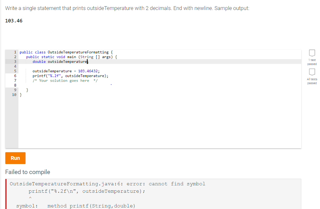Solved Wr ite a single statement that pr ints outside | Chegg.com