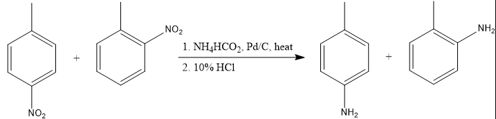 Solved NH2 NO2 1. NH4HCO2, Pd/C, heat 2. 10% HCI NO2 NH2 | Chegg.com