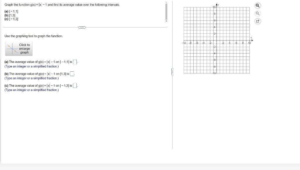 Solved Graph the function g(x)=∣x∣−1 and find its average | Chegg.com