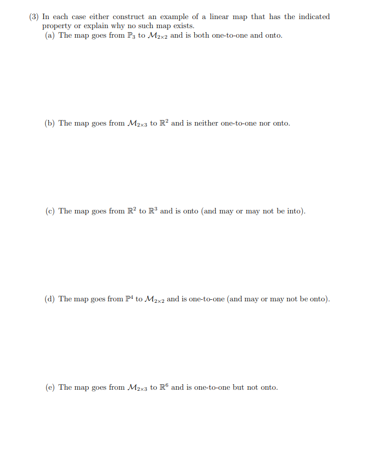 Solved In each case either construct an example of a linear | Chegg.com