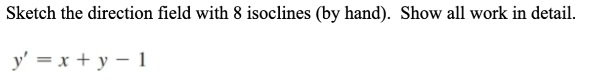 Solved Sketch the direction field with 8 isoclines (by | Chegg.com