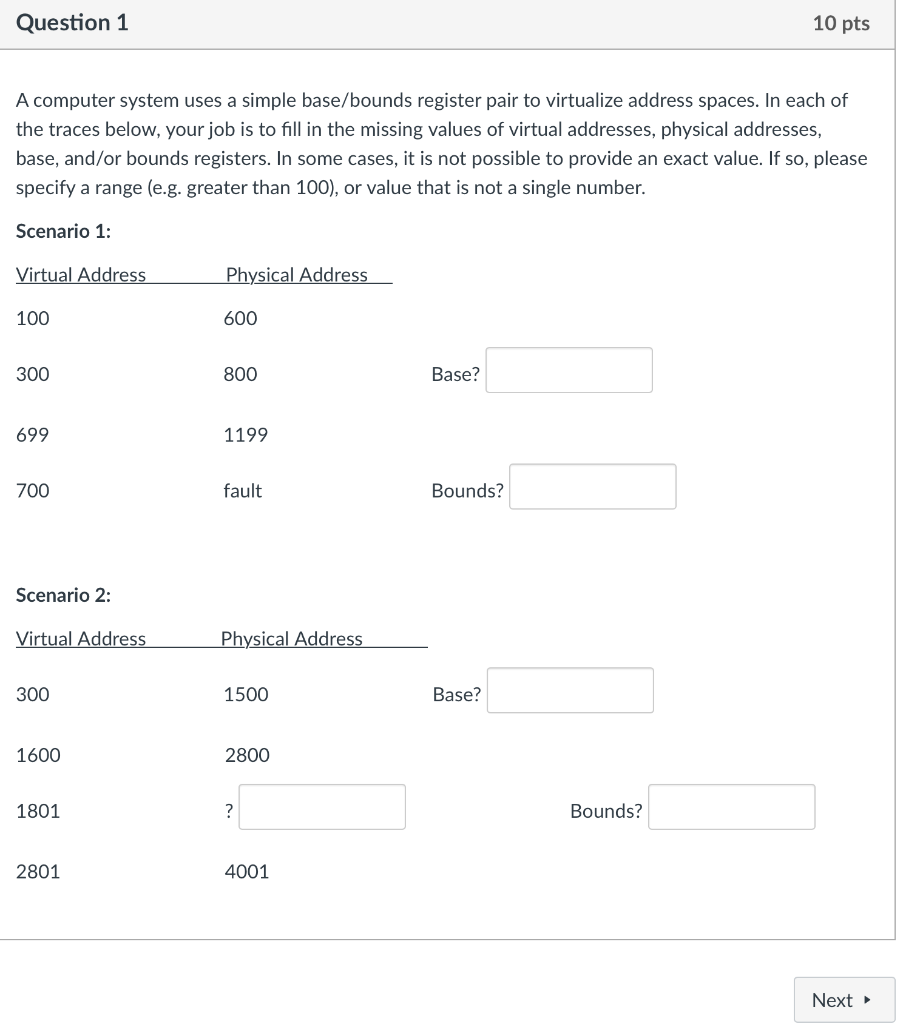 Solved A computer system uses a simple base/bounds register | Chegg.com