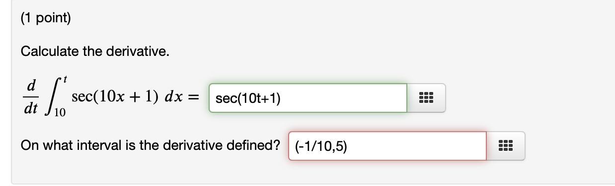 Solved (1 point) Calculate the derivative. | Chegg.com