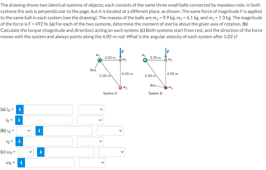 Solved The drawing shows two identical systems of objects; | Chegg.com