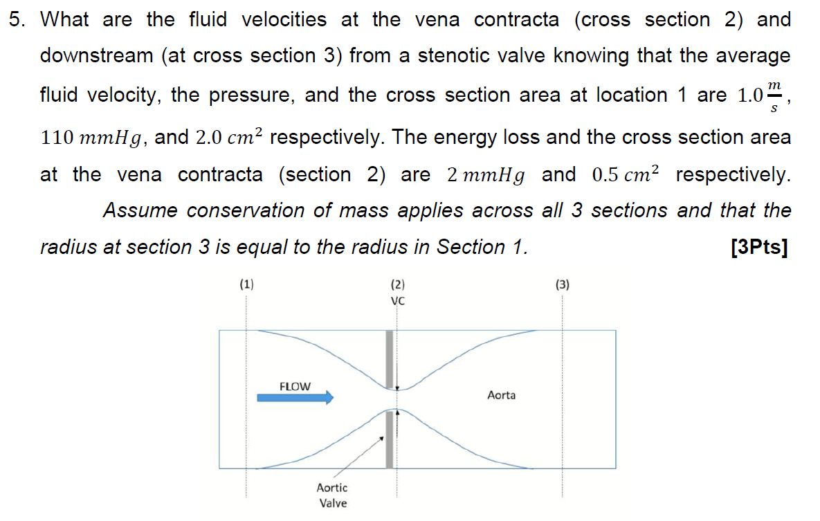 Solved 5. What are the fluid velocities at the vena | Chegg.com