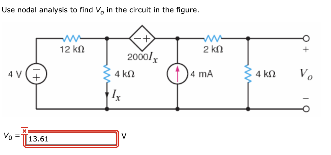 Solved Use nodal analysis to find Vo in the circuit in the | Chegg.com