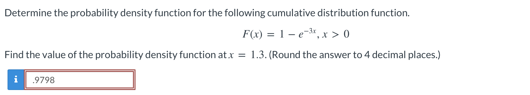 Solved Determine the probability density function for the | Chegg.com