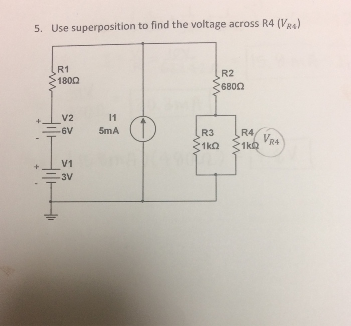 Solved Use superposition to find the voltage across R4 | Chegg.com