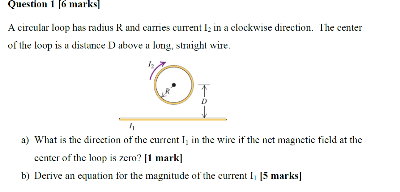 Solved Question 1 [6 marks] A circular loop has radius R and | Chegg.com