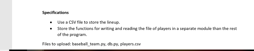 Solved PYTHON PROGRAM: PLEASE INCLUDE SPECIFICATIONS | Chegg.com