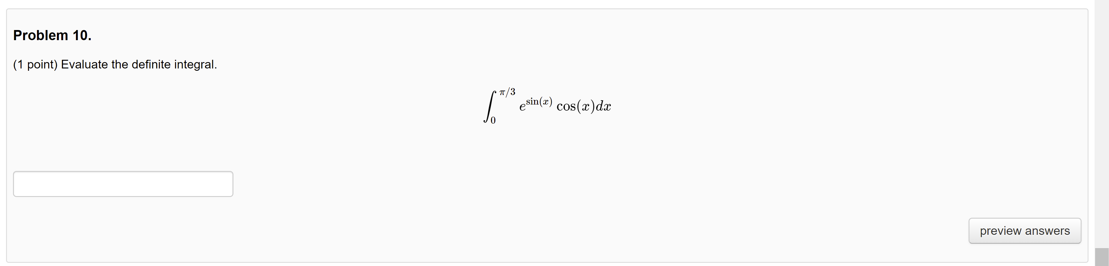 Solved Problem 10. (1 point) Evaluate the definite integral. | Chegg.com