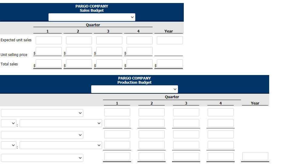 Solved Pargo Company is preparing its master budget for | Chegg.com