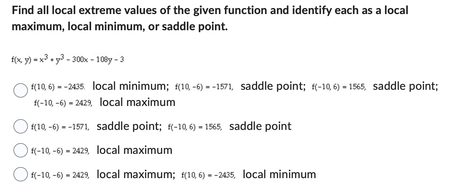 Solved Find all local extreme values of the given function | Chegg.com
