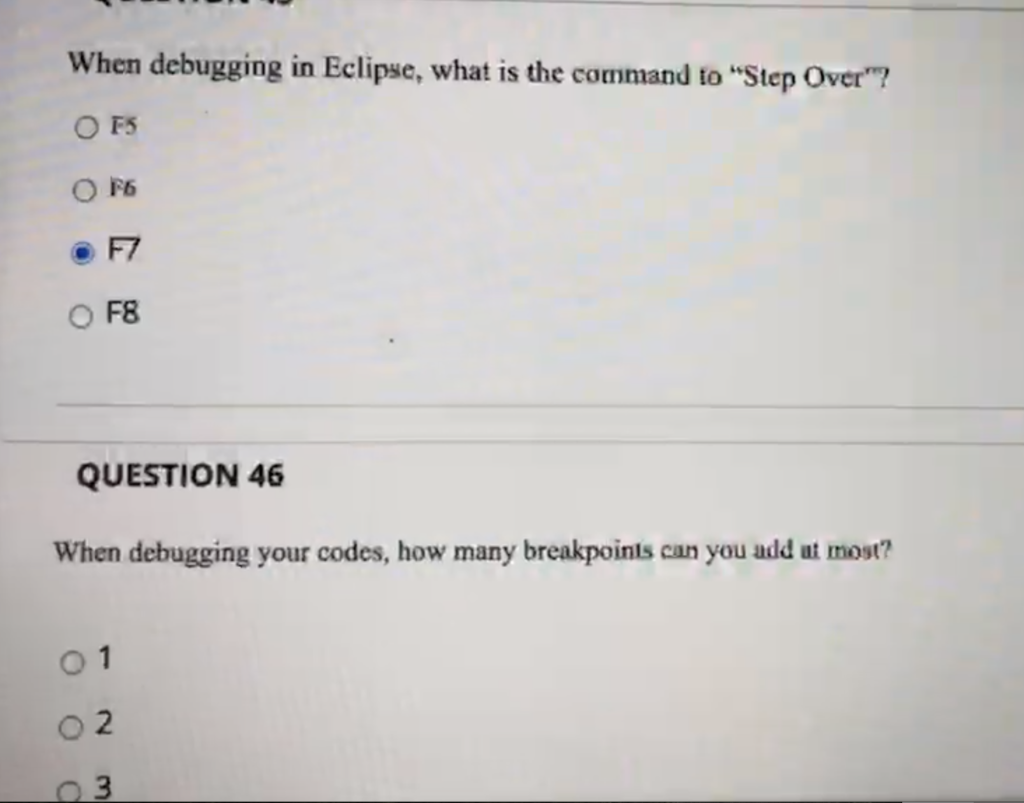 Solved When debugging in Eclipse, what is the command to | Chegg.com