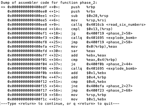 Solved Dump Of Assembler Code For Function Phase2 
